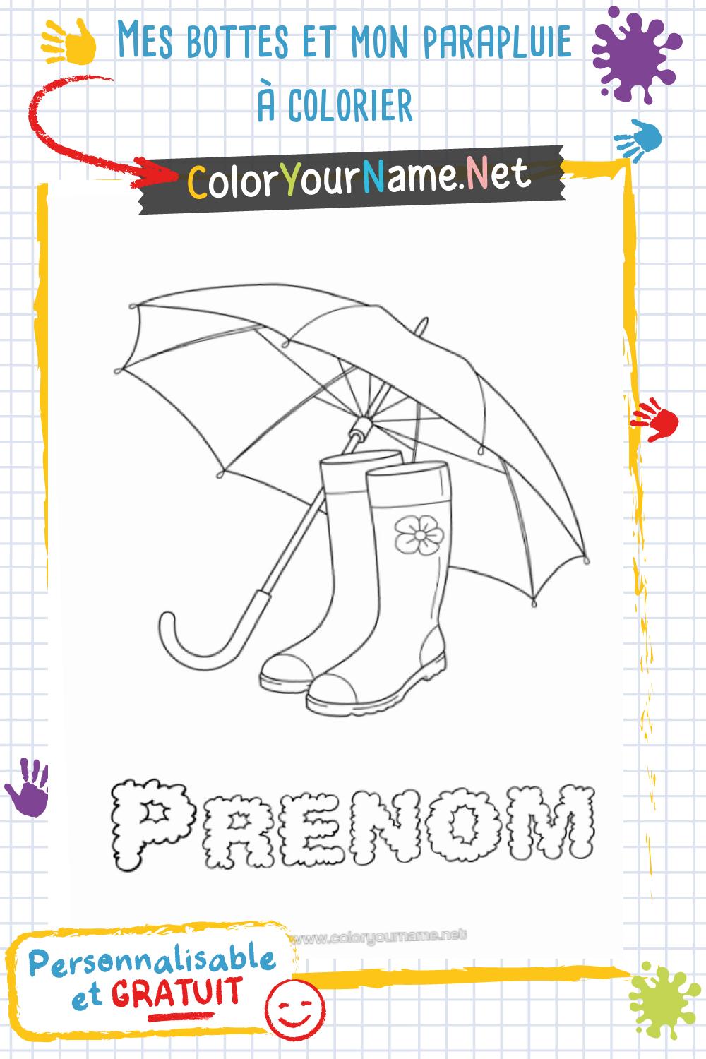 Mes bottes et mon parapluie à colorier
