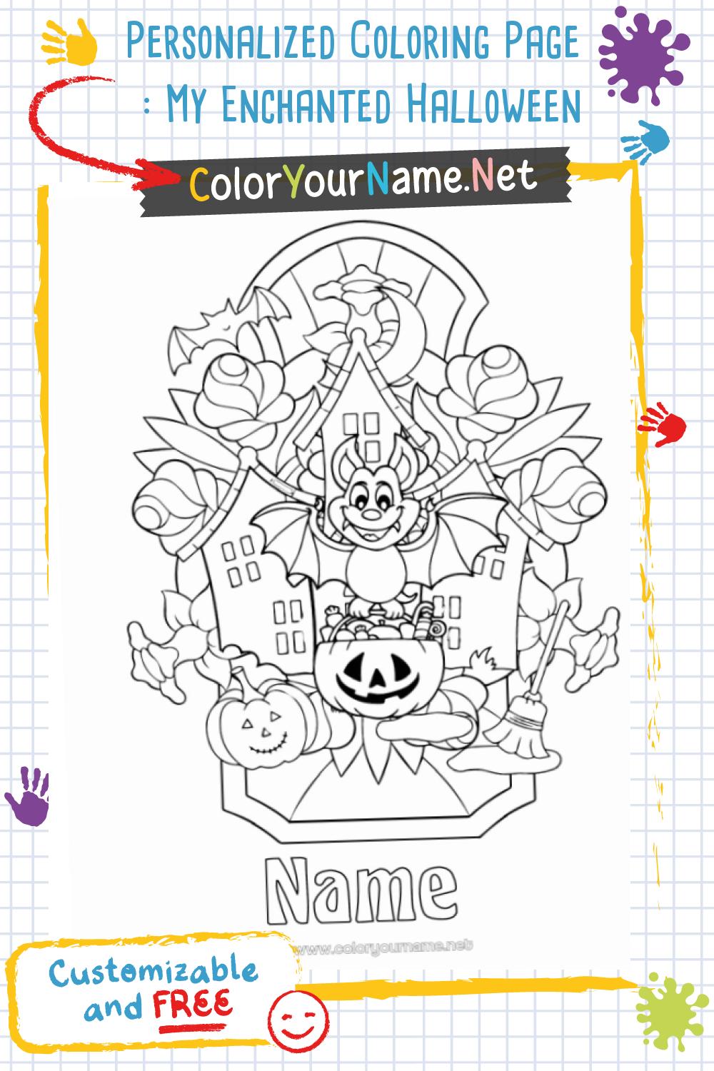 Personalized Coloring Page : My Enchanted Halloween