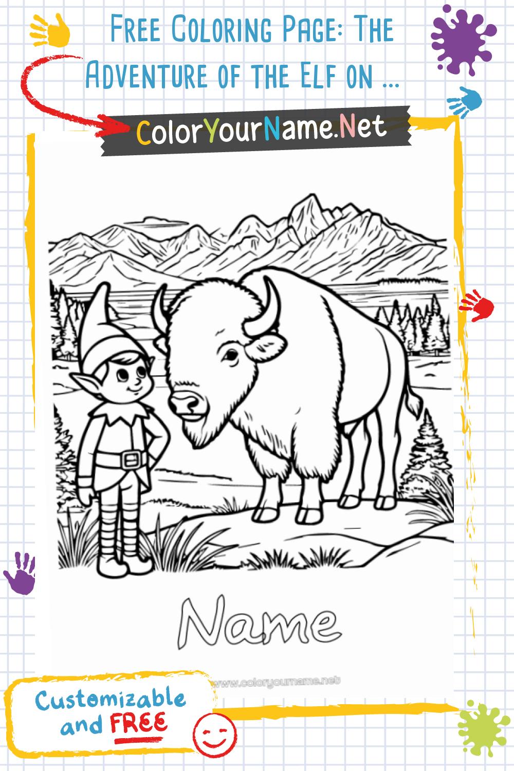 Free Coloring Page: The Adventure of the Elf on the Shelf and the Bison