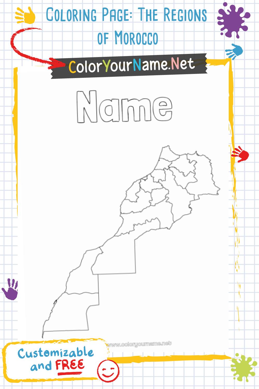 Coloring Page: The Regions of Morocco