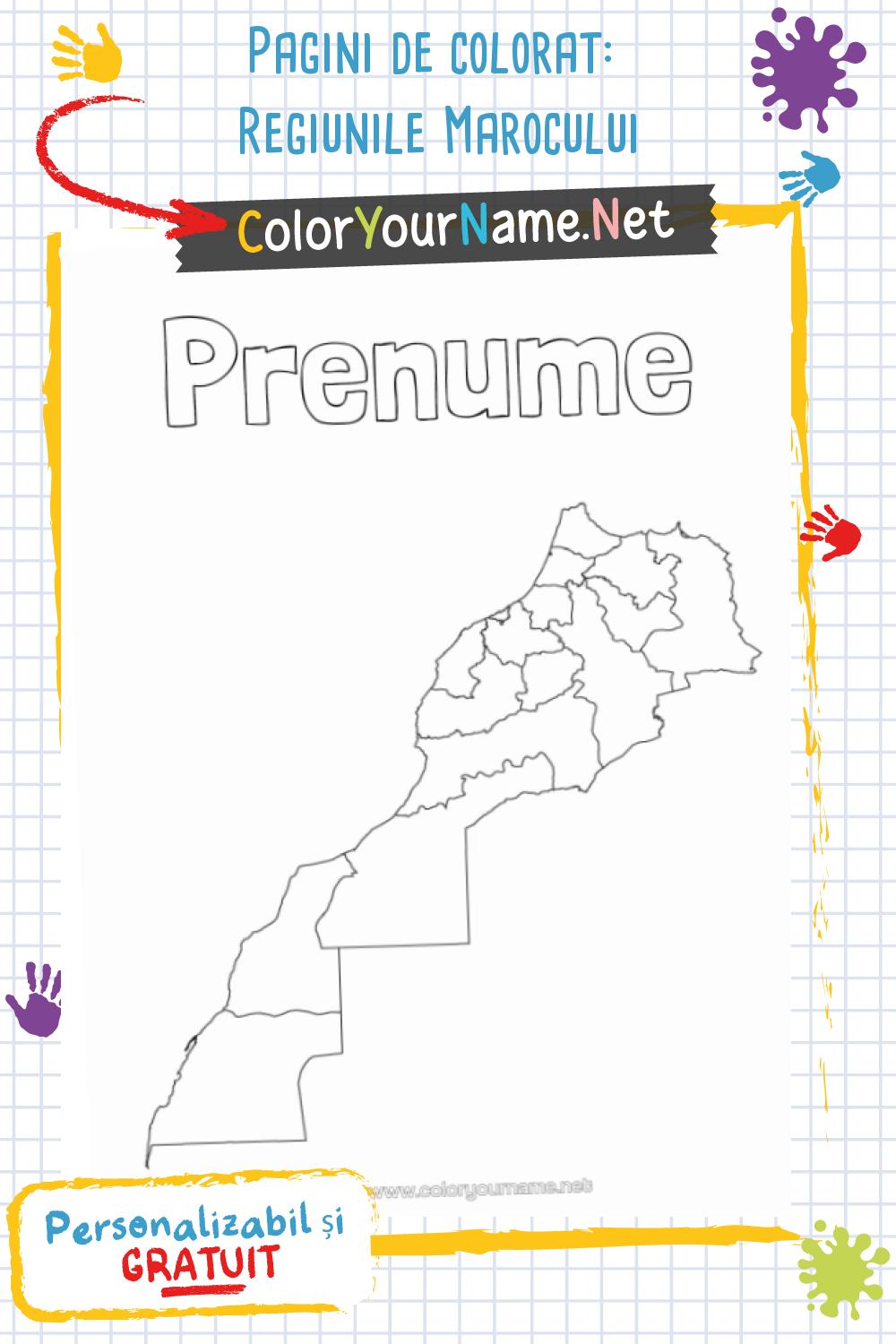 Pagini de colorat: Regiunile Marocului