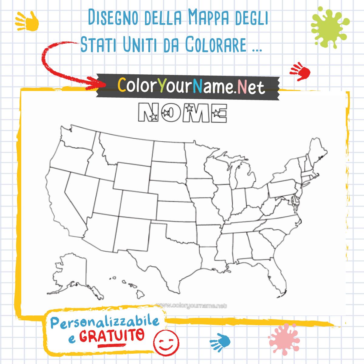Disegno della Mappa degli Stati Uniti da Colorare – Stati da ...