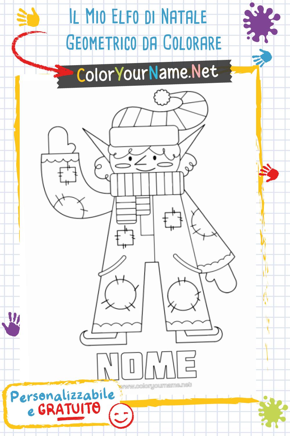 Il Mio Elfo di Natale Geometrico da Colorare