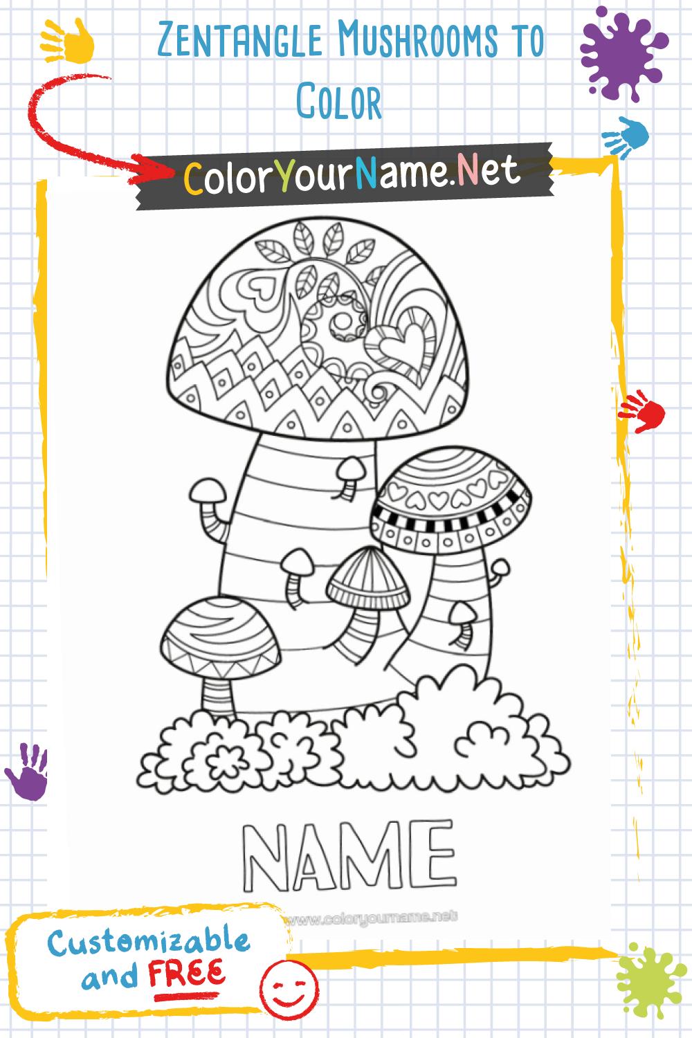 Zentangle Mushrooms to Color