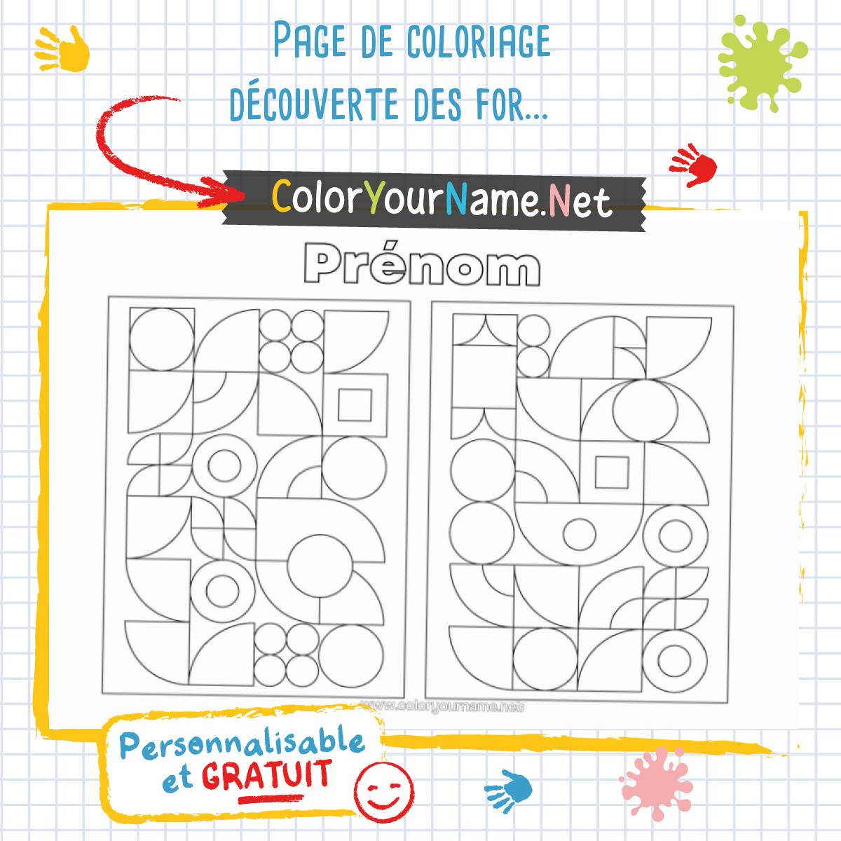 Page de coloriage découverte des formes géométriques