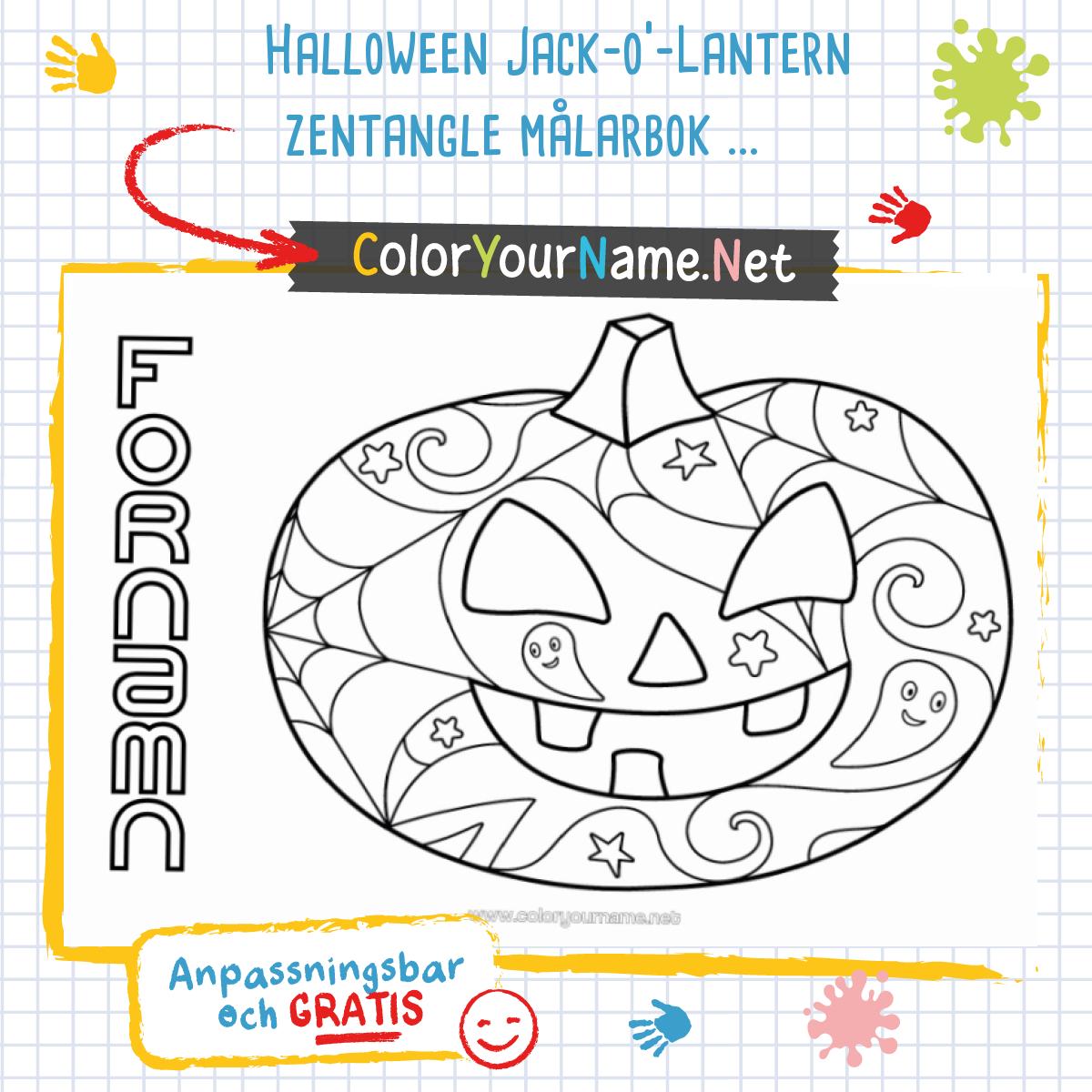 Halloween Jack-o'-Lantern zentangle målarbok med pumpor