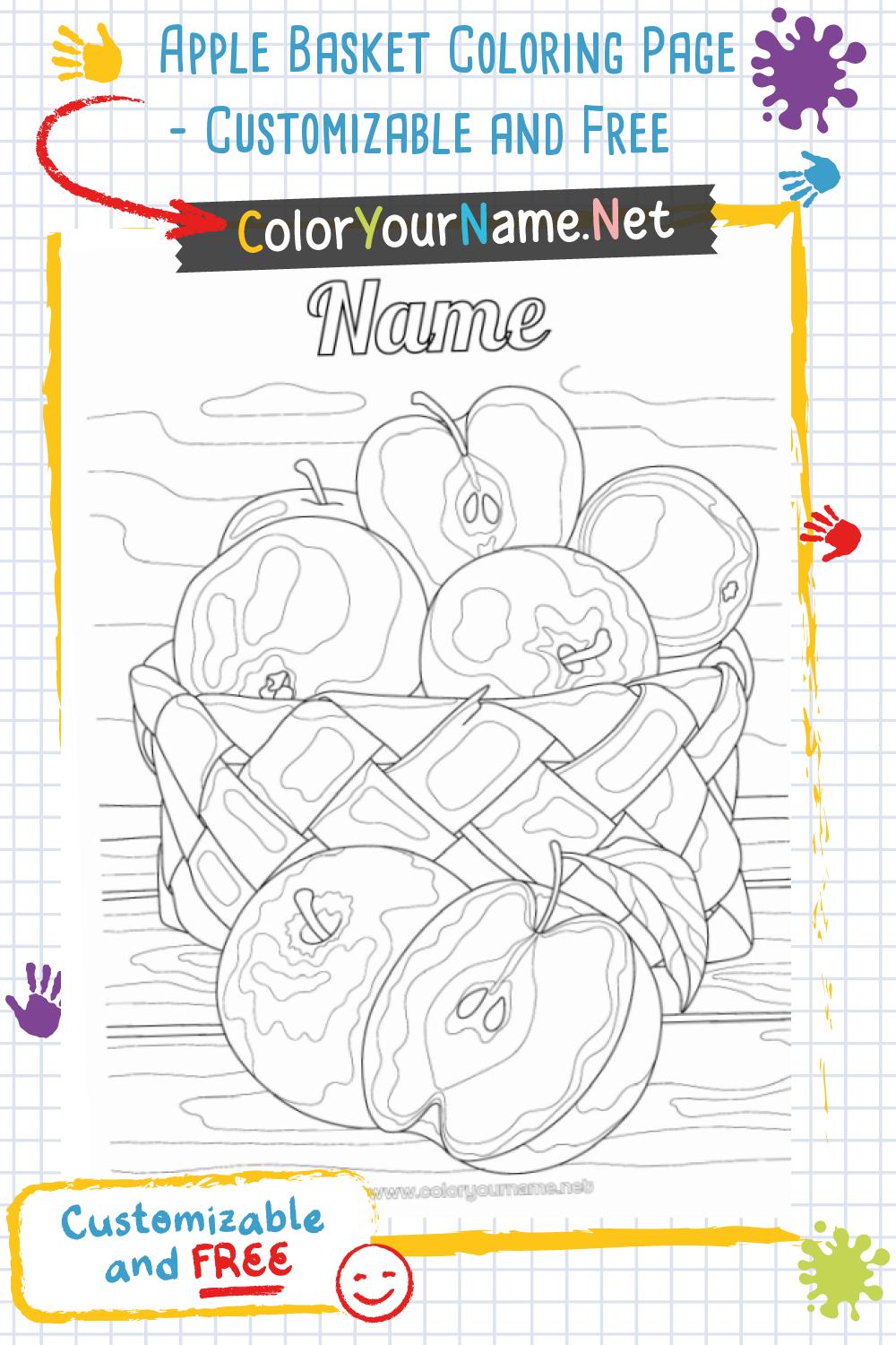 Apple Basket Coloring Page – Customizable and Free