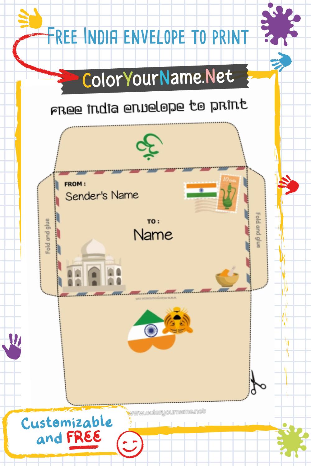 Free India envelope to print