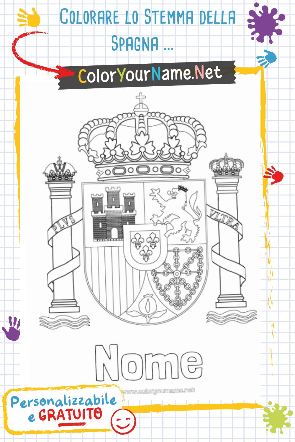 Colorare lo Stemma della Spagna – Personalizzabile e Gratuito