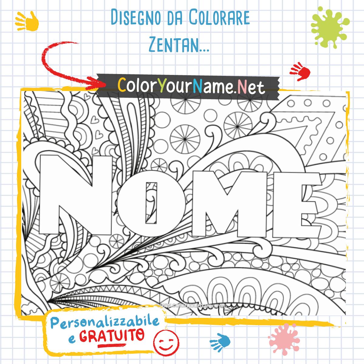 Disegno da Colorare Zentangle Personalizzabile con Nome – Gratuito da ...