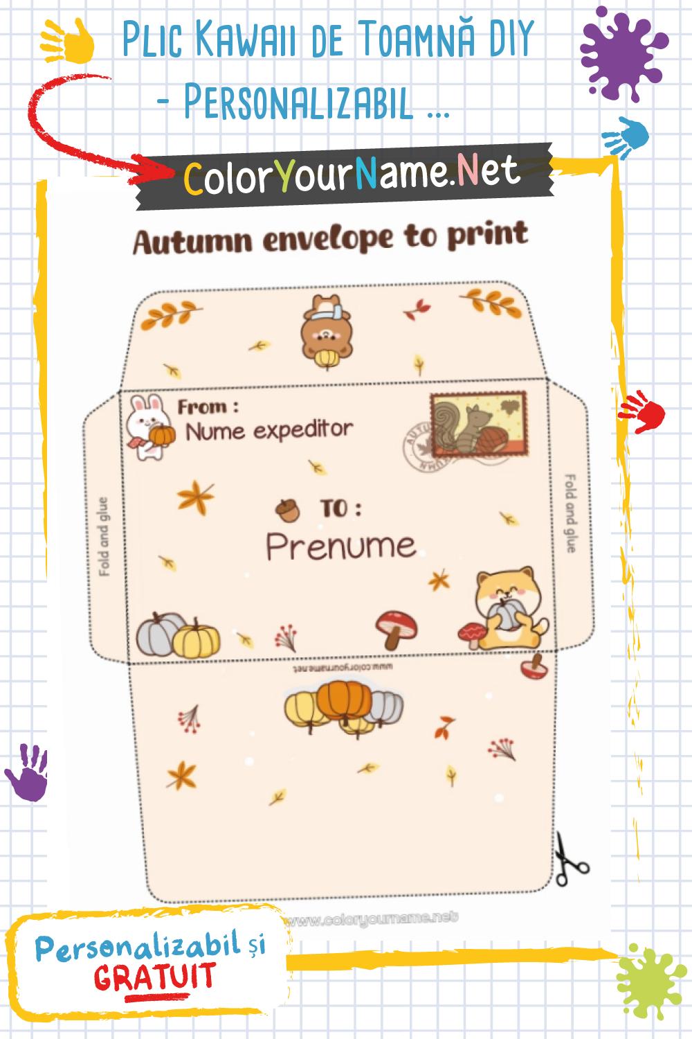 Plic Kawaii de Toamnă DIY – Personalizabil și Imprimabil Gratuit