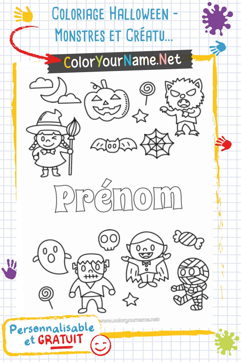 Coloriage Halloween – Monstres et Créatures Effrayantes – Personnalisable