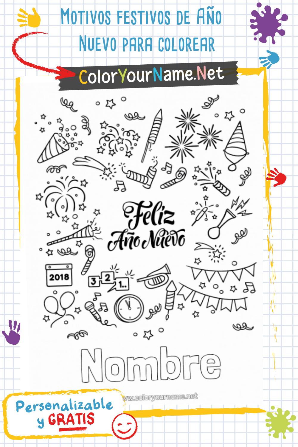 Motivos festivos de Año Nuevo para colorear