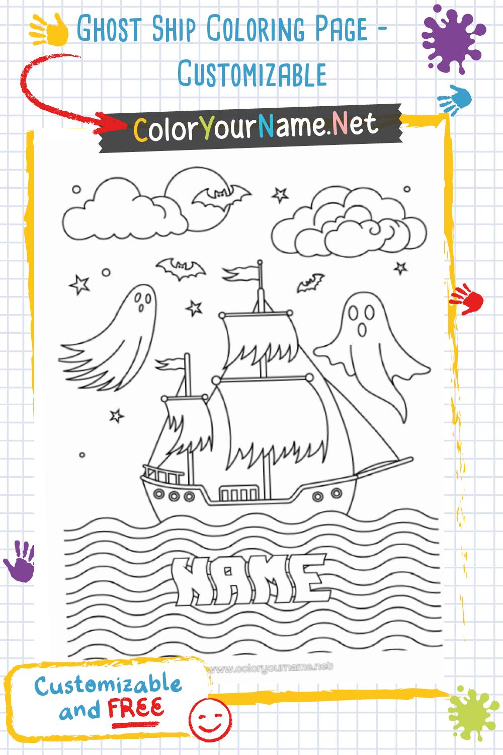 Ghost Ship Coloring Page – Customizable
