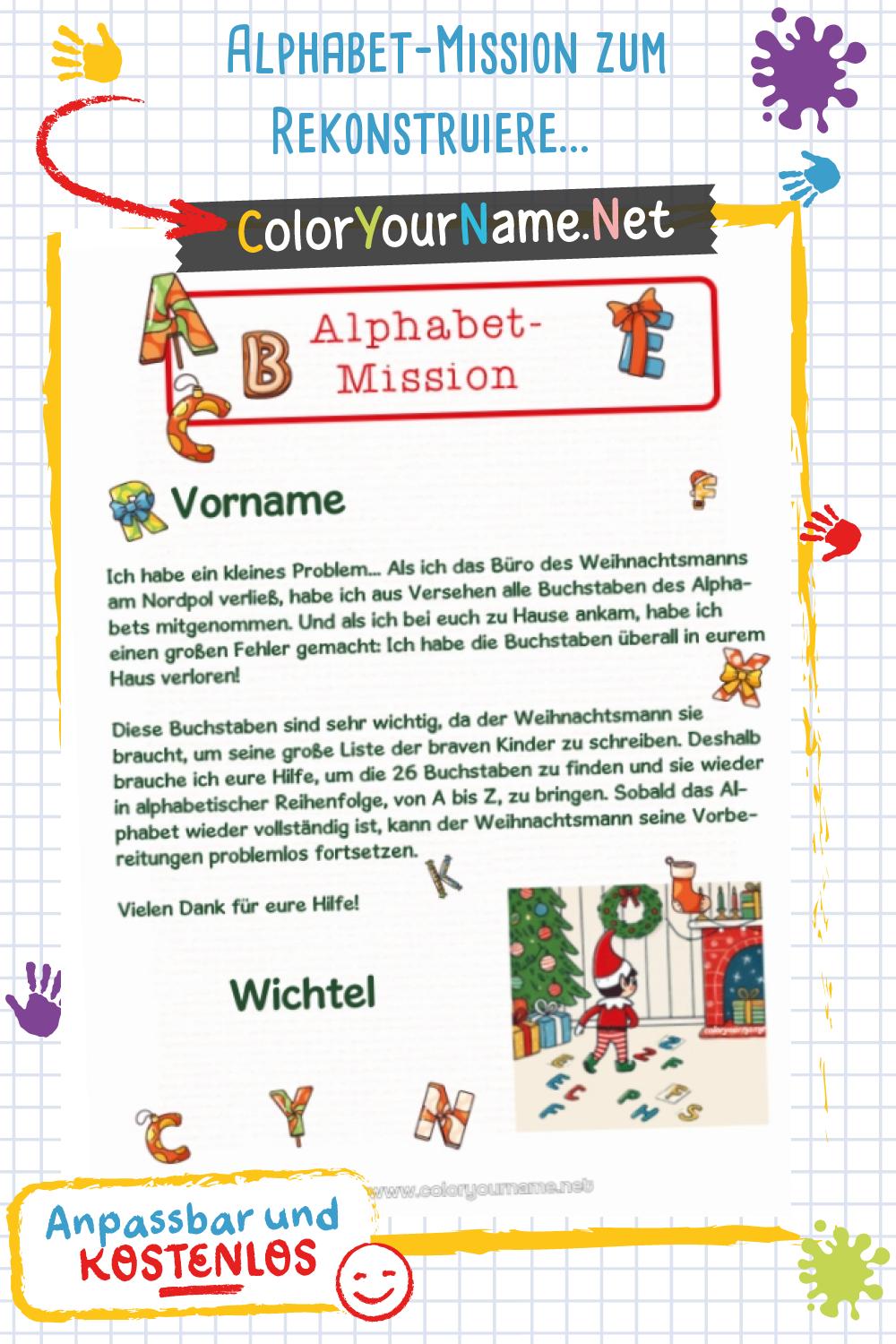 Alphabet-Mission zum Rekonstruieren - Erklärungsschreiben