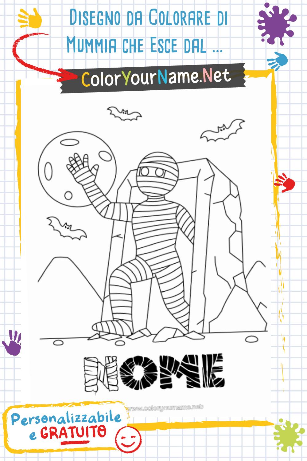 Disegno da Colorare di Mummia che Esce dal suo Sarcofago