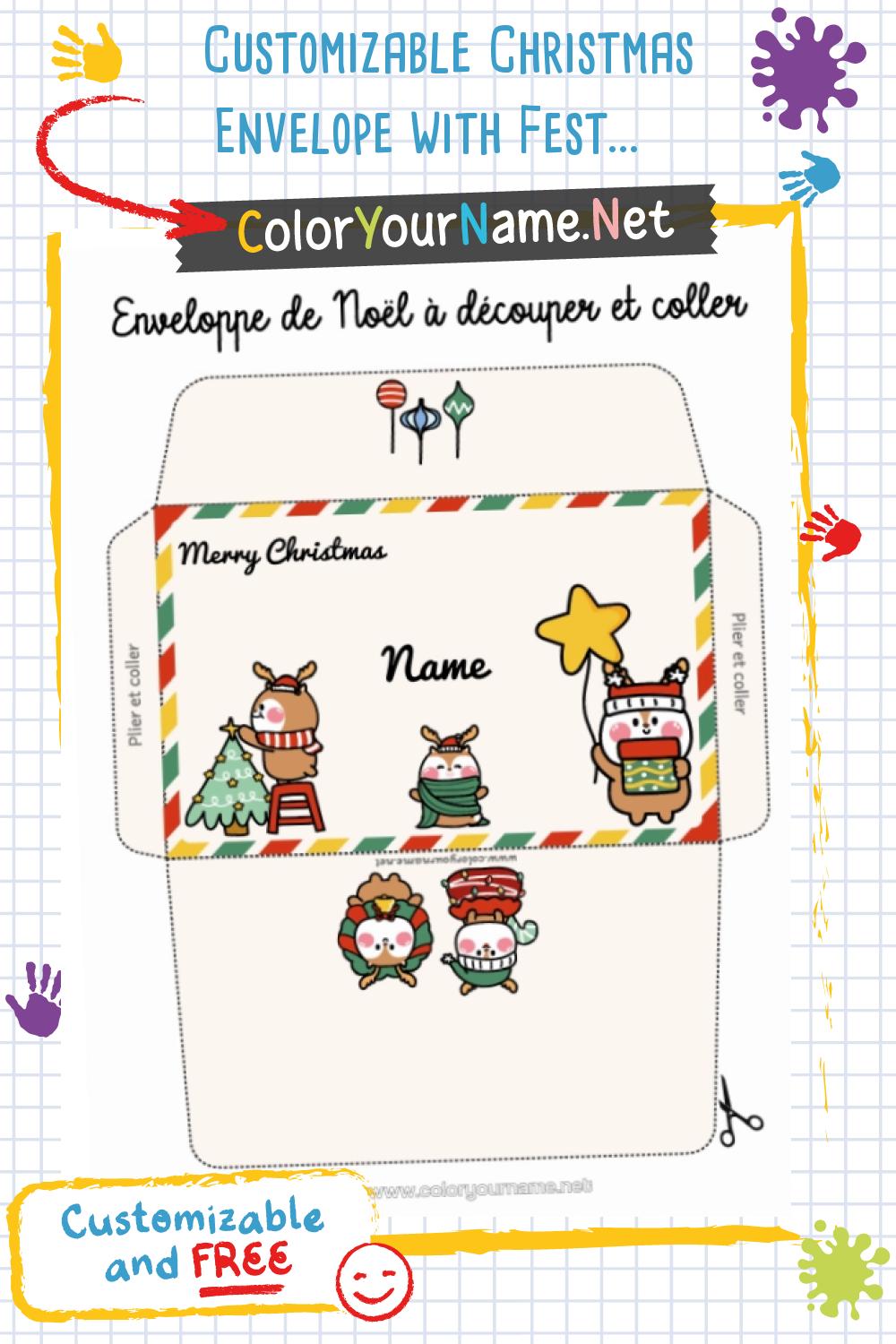 Customizable Christmas Envelope with Festive Kawaii Characters – Free ...