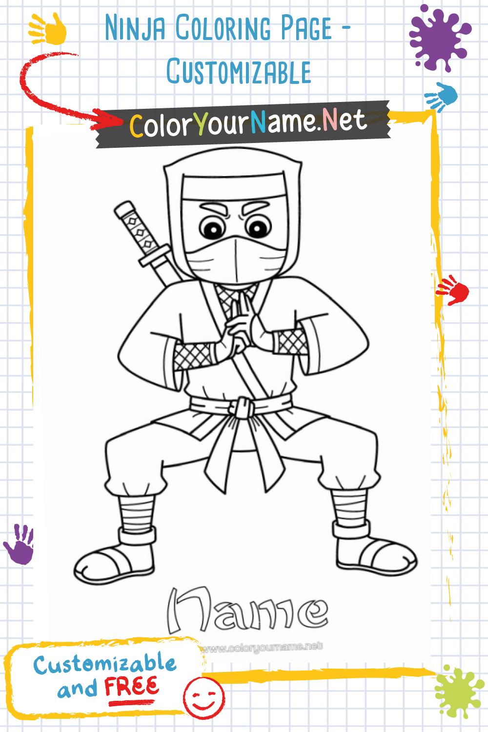 Ninja Coloring Page – Customizable