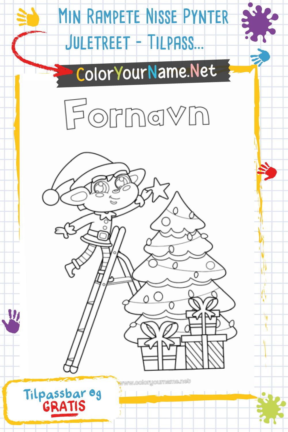 Min Rampete Nisse Pynter Juletreet - Tilpassbar Julefargelegging