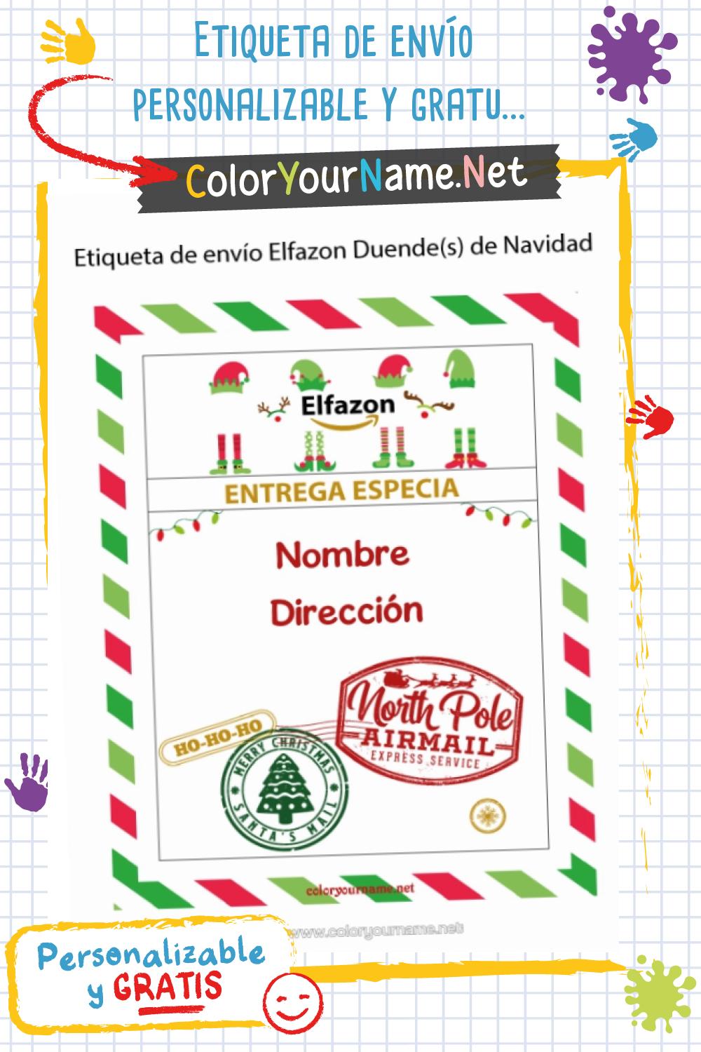Etiqueta de envío personalizable y gratuita Elfazon para la llegada de ...