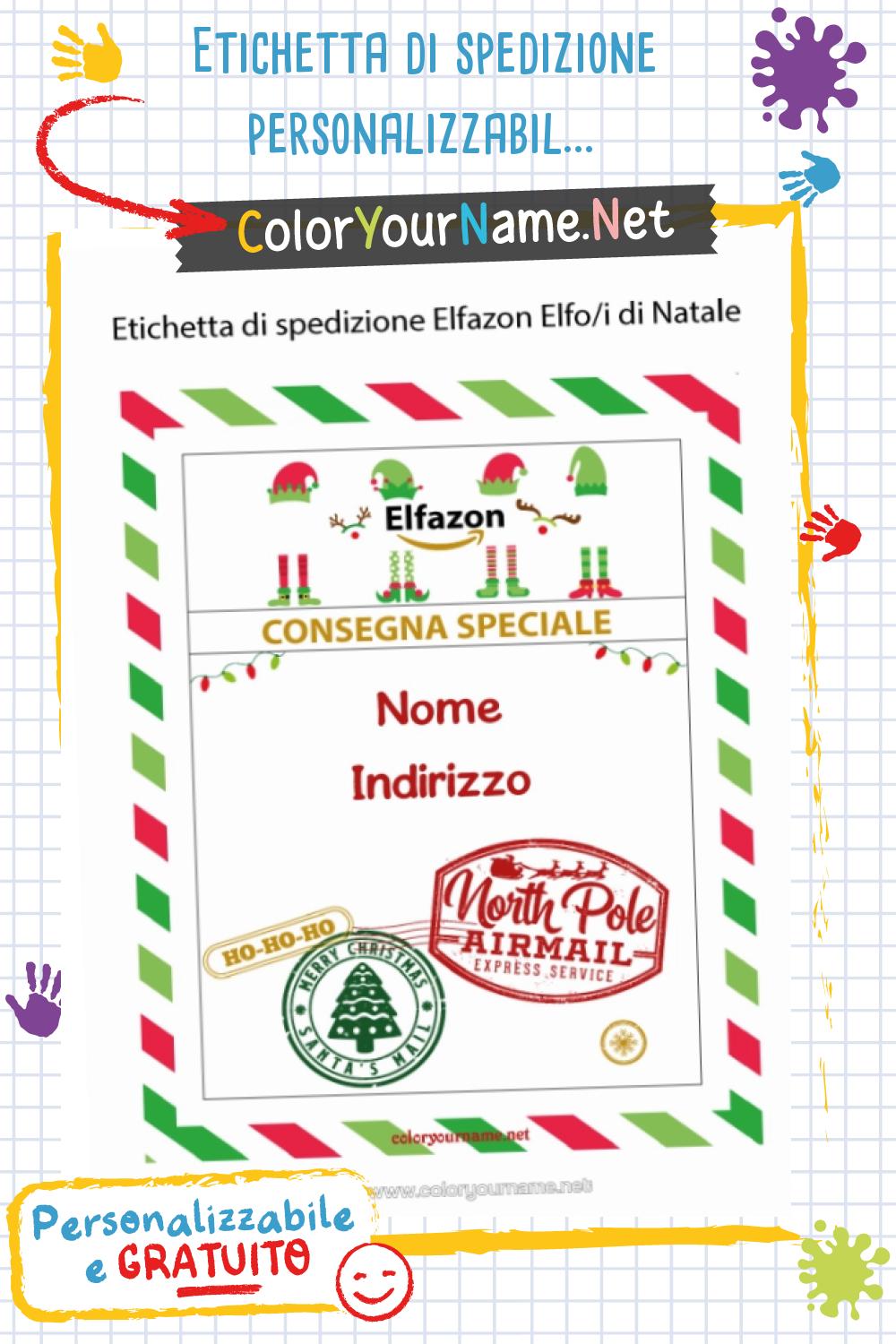 Etichetta di spedizione personalizzabile e gratuita Elfazon per l ...