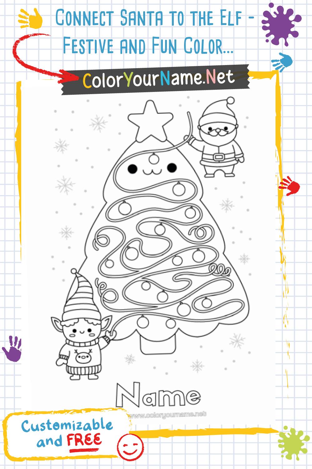 Connect Santa to the Elf - Festive and Fun Coloring Activity