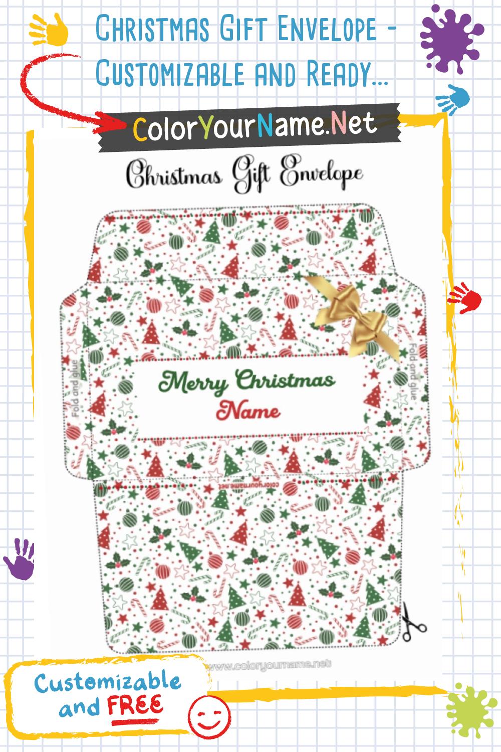 Christmas Gift Envelope - Customizable and Ready to Print