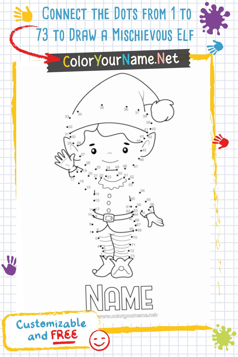 Connect the Dots from 1 to 73 to Draw a Mischievous Elf