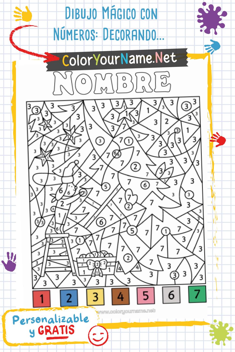 Dibujo Mágico con Números: Decorando el Árbol de Navidad
