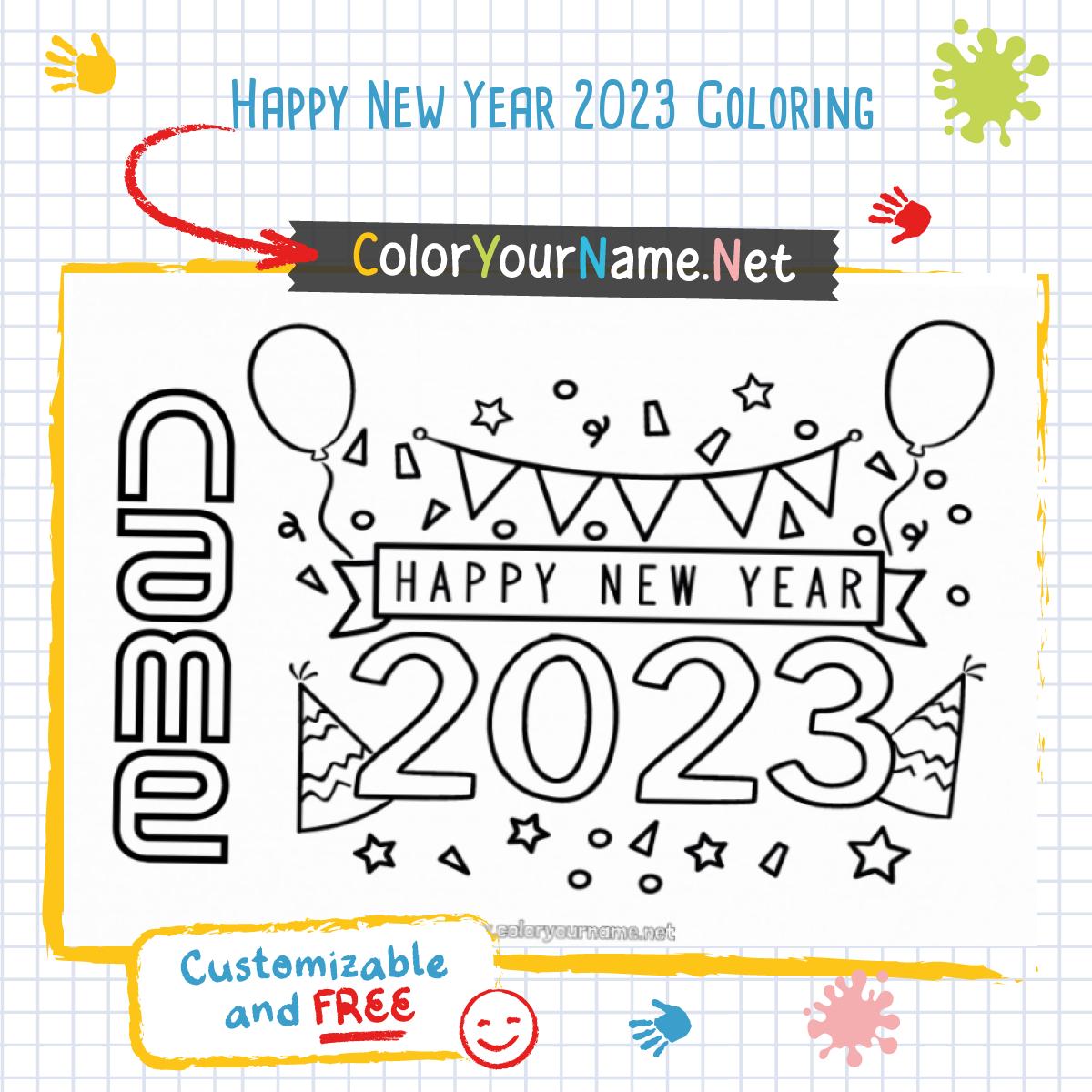 Happy New Year 2023 Coloring