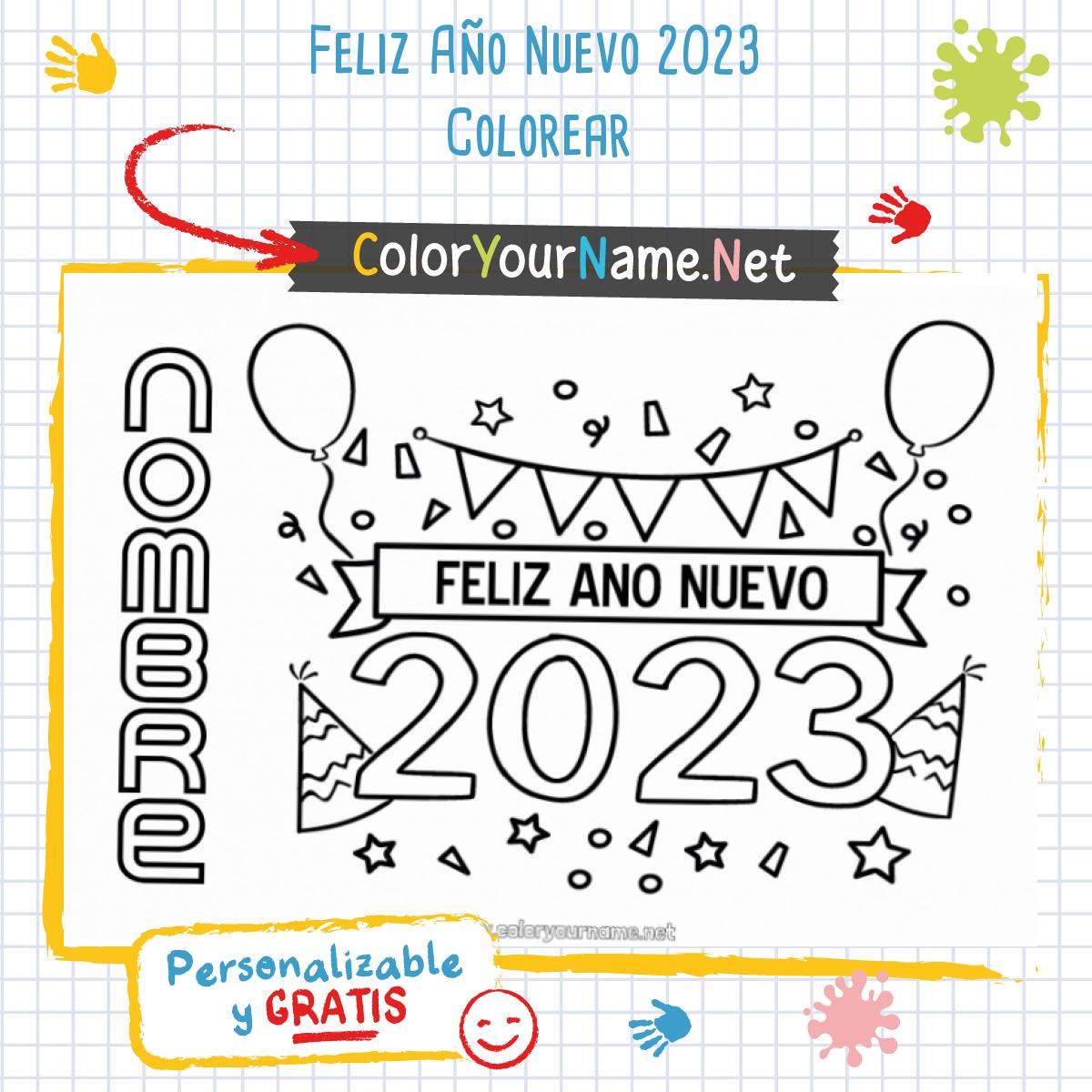 Feliz Año Nuevo 2023 Colorear