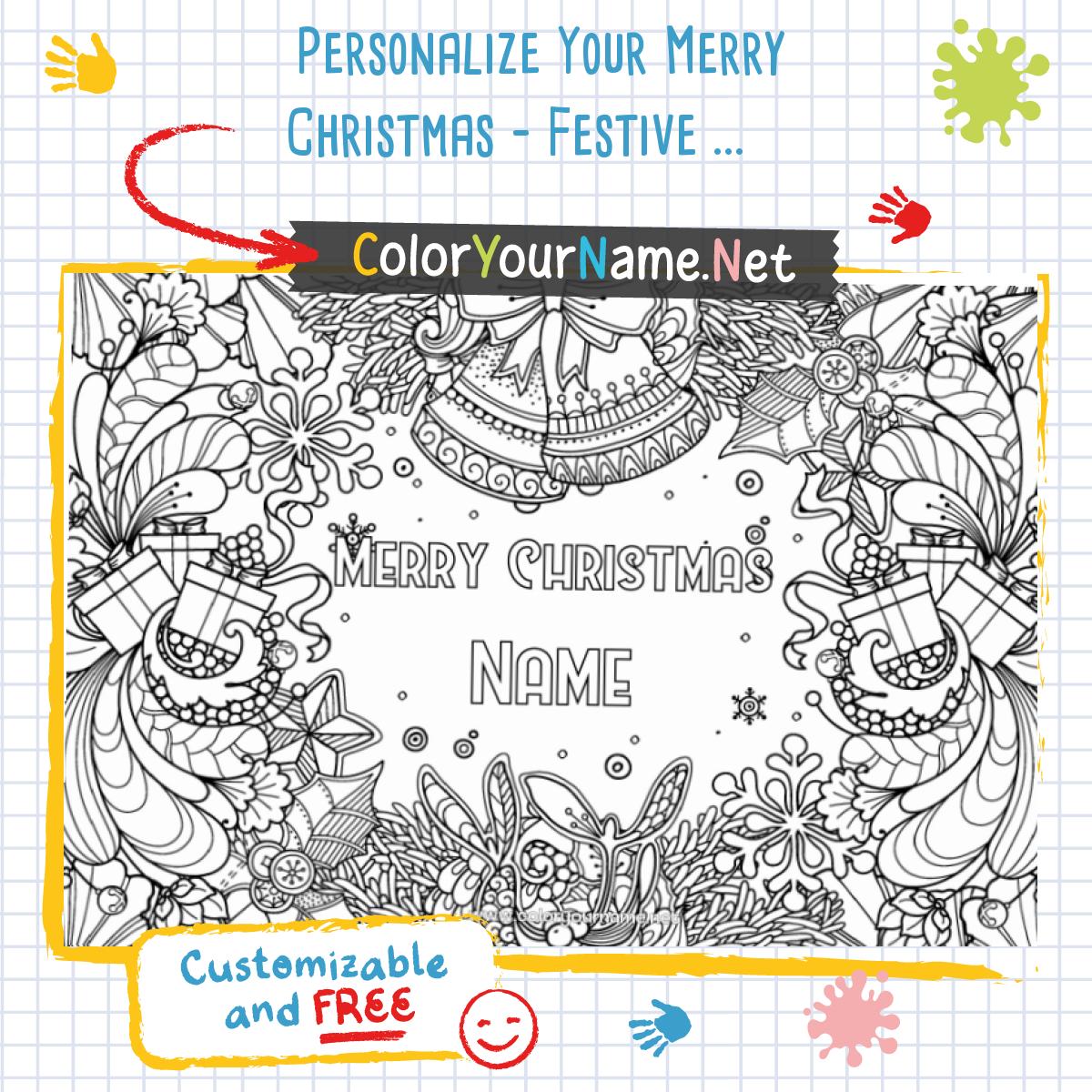 Personalize Your Merry Christmas - Festive and Unique Coloring Page