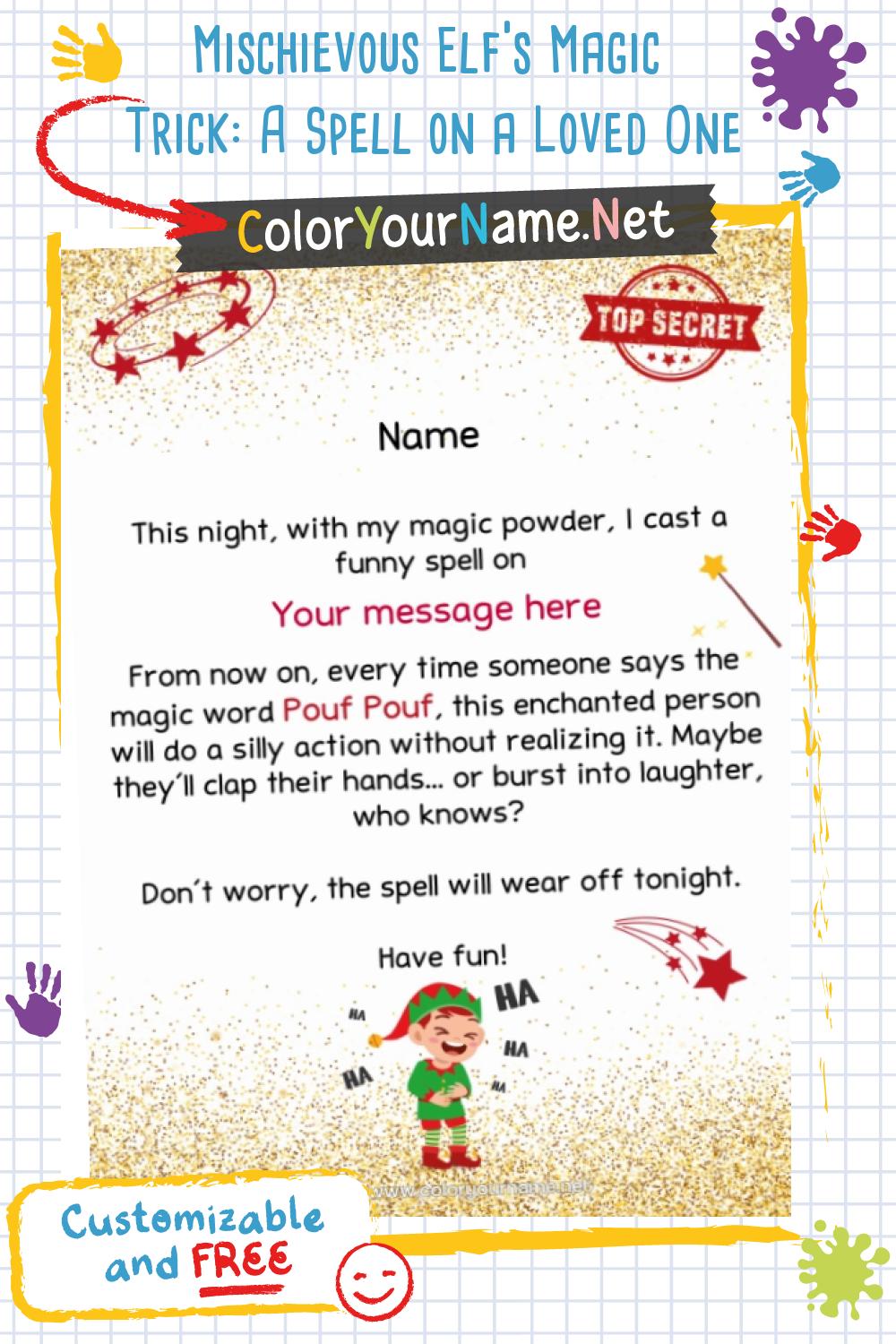 Mischievous Elf's Magic Trick: A Spell on a Loved One