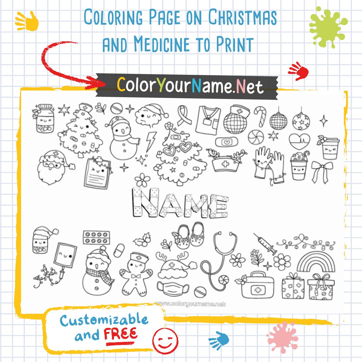 Coloring Page on Christmas and Medicine to Print