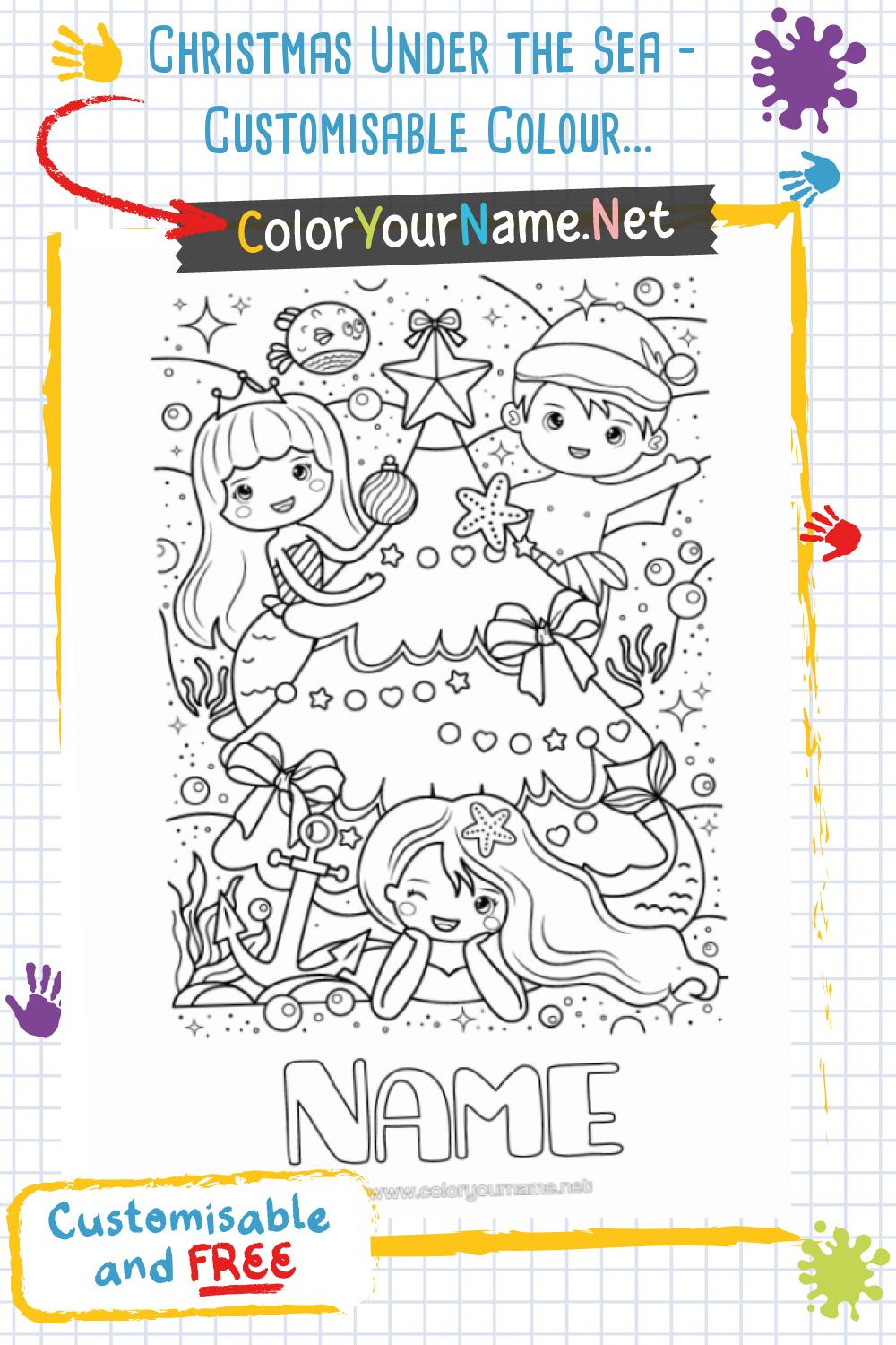 Christmas Under the Sea – Customisable Colouring with Mermaids