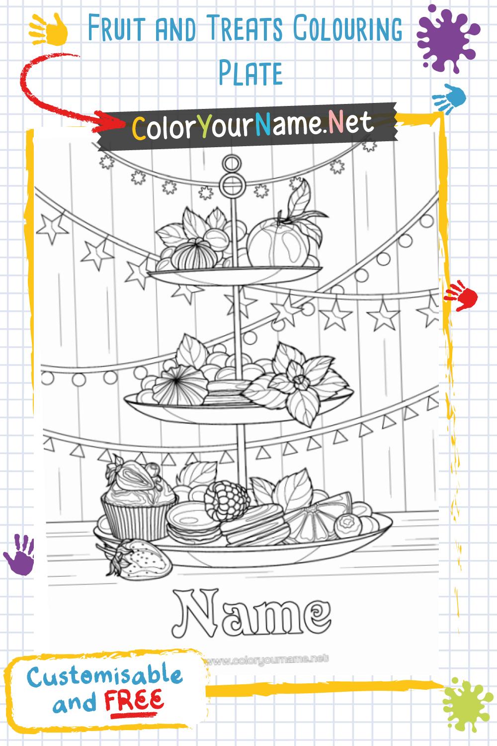 Fruit and Treats Colouring Plate