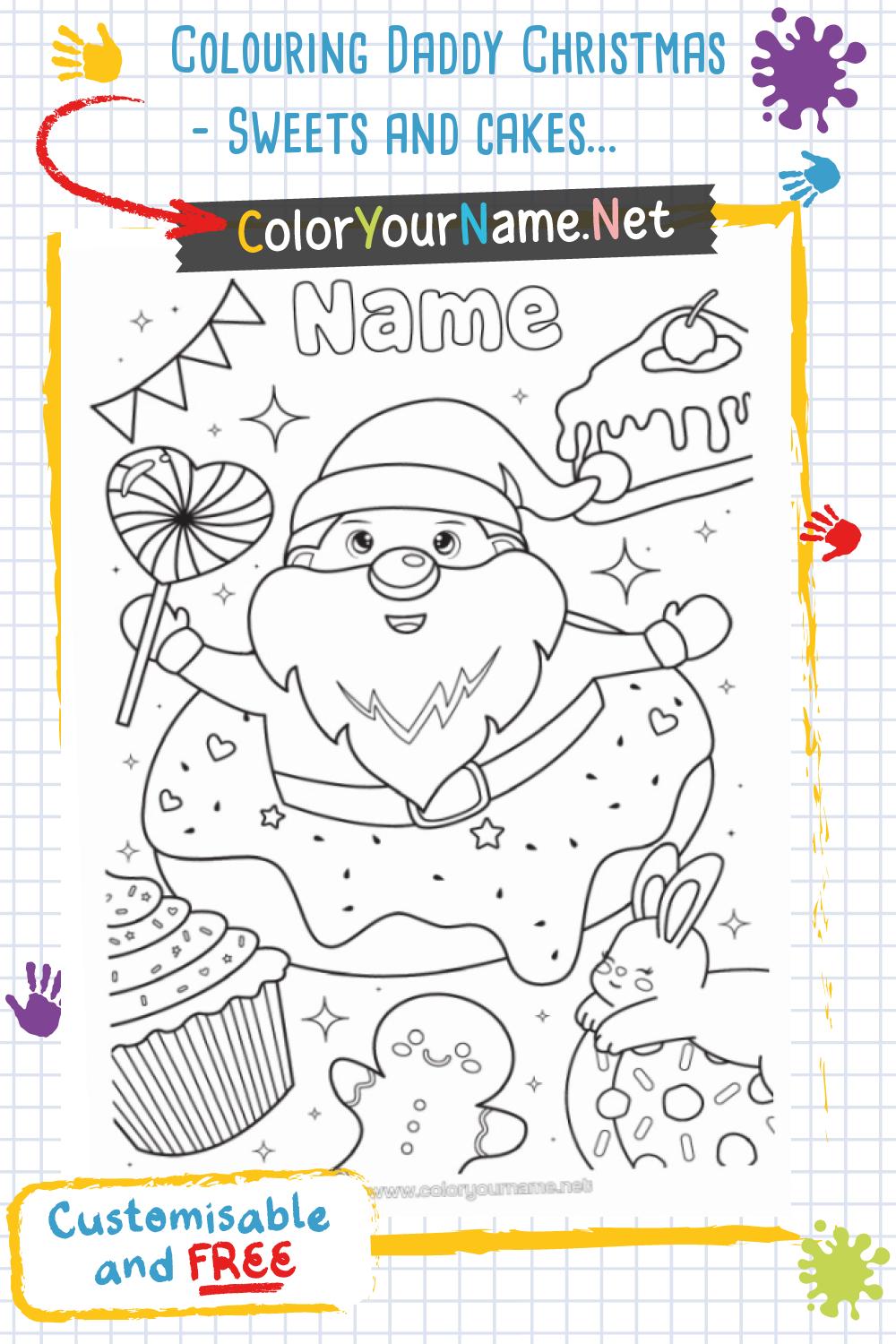 Colouring Daddy Christmas – Sweets and cakes to customise