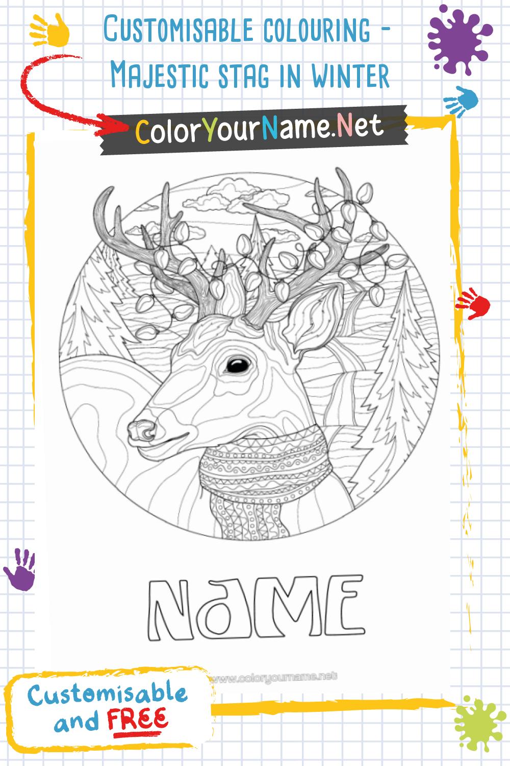 Customisable colouring - Majestic stag in winter