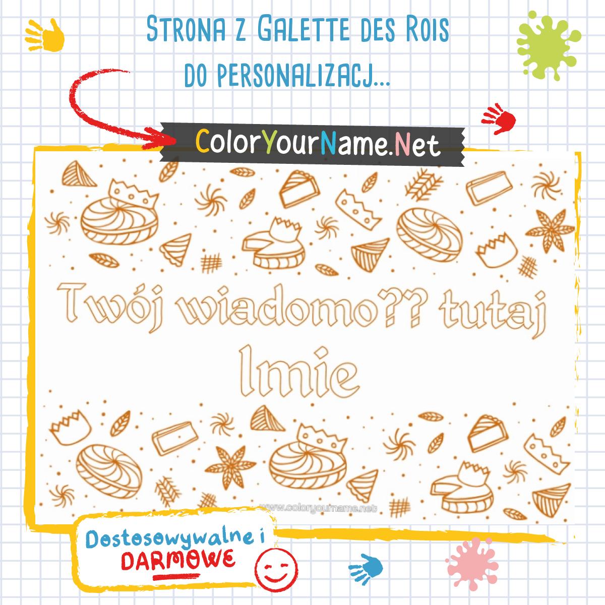 Strona z Galette des Rois do personalizacji z wiadomością