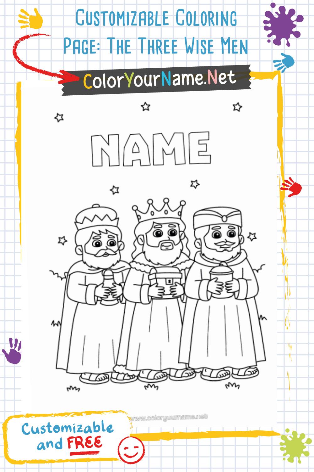 Customizable Coloring Page: The Three Wise Men