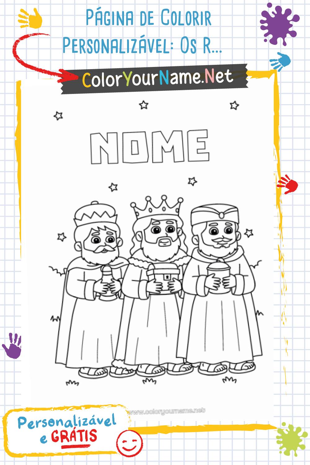 Página de Colorir Personalizável: Os Reis Magos
