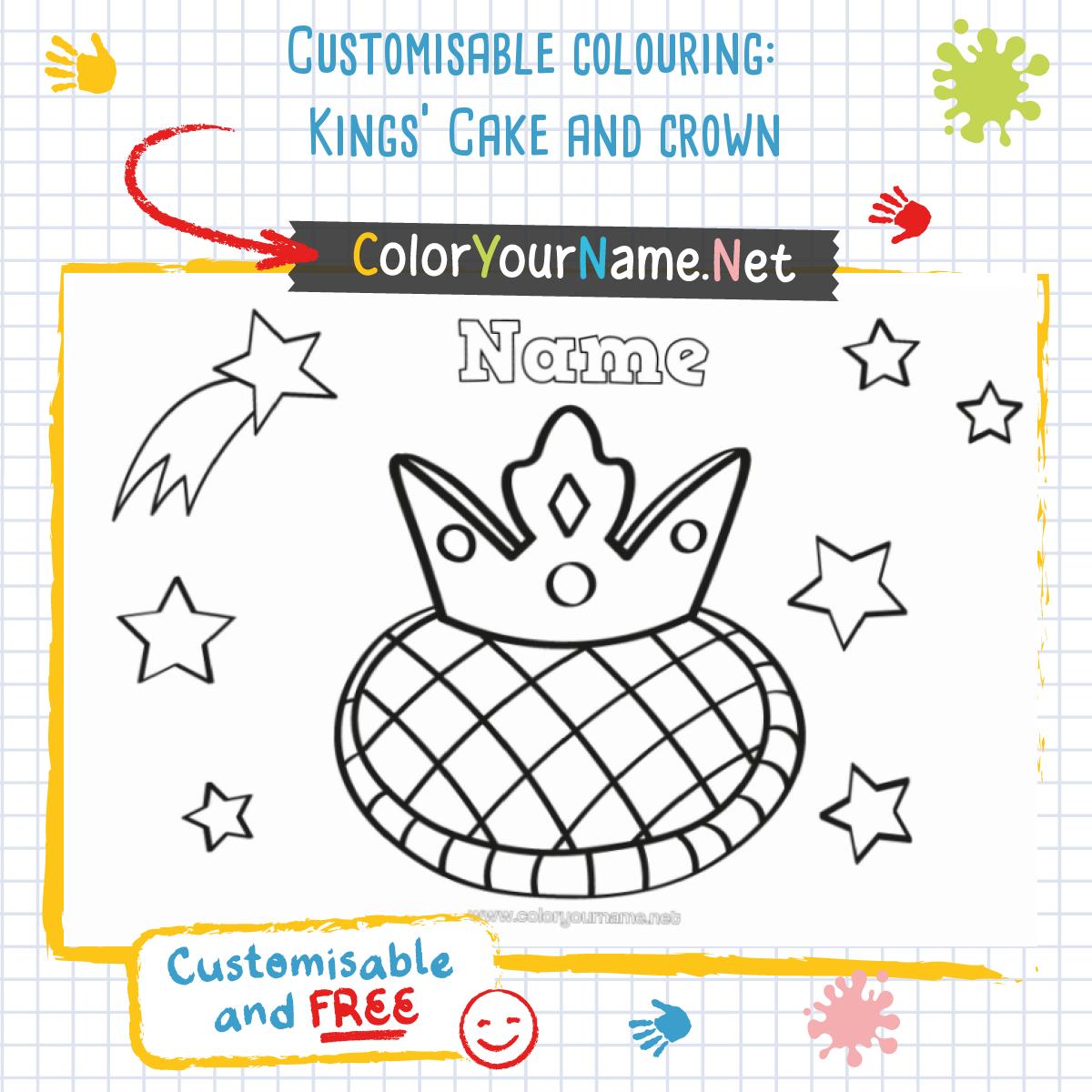 Customisable colouring: Kings' Cake and crown