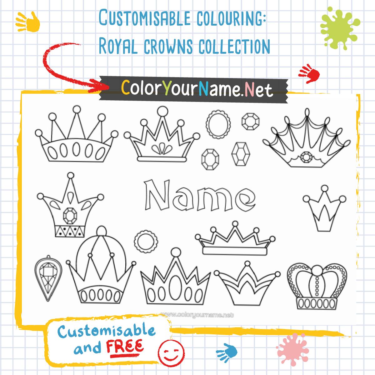 Customisable colouring: Royal crowns collection