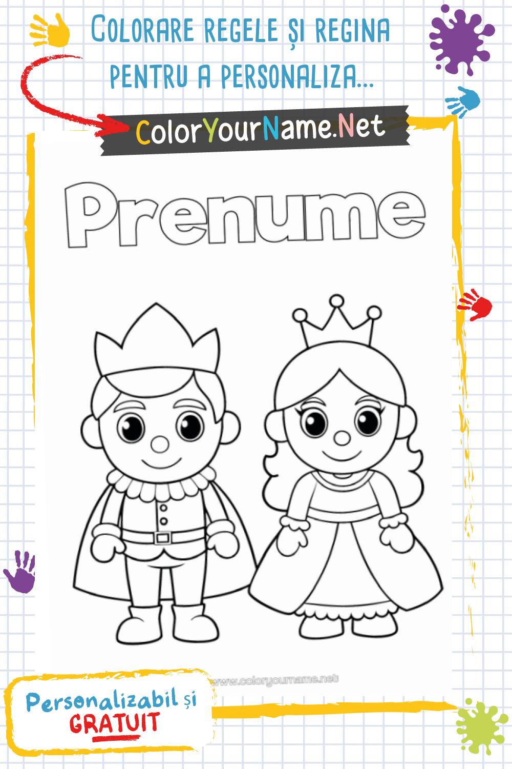 Colorare regele și regina pentru a personaliza cu mesaj.