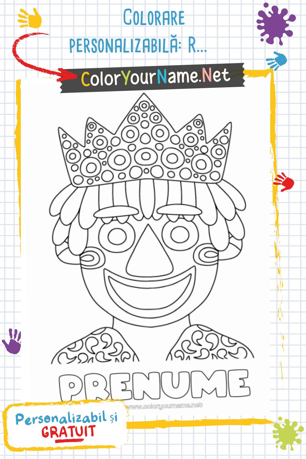 Colorare personalizabilă: Rege festiv și coroană veselă