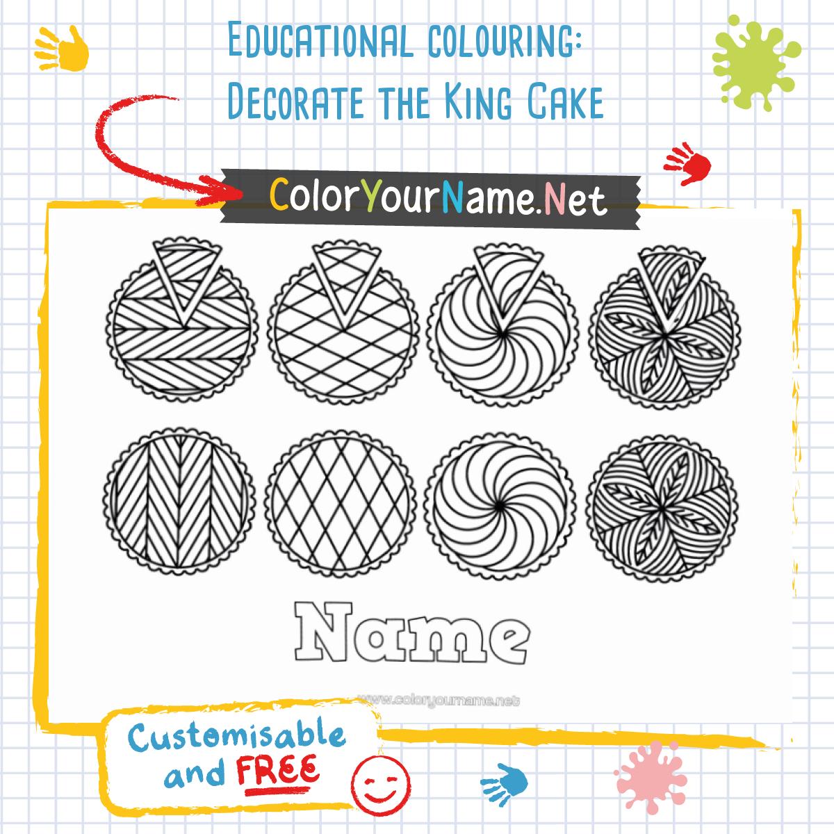 Educational colouring: Decorate the King Cake