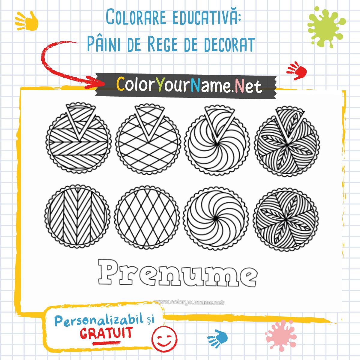 Colorare educativă: Pâini de Rege de decorat