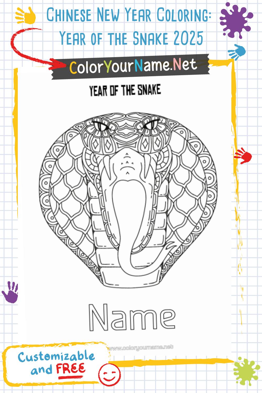 Chinese New Year Coloring: Year of the Snake 2025