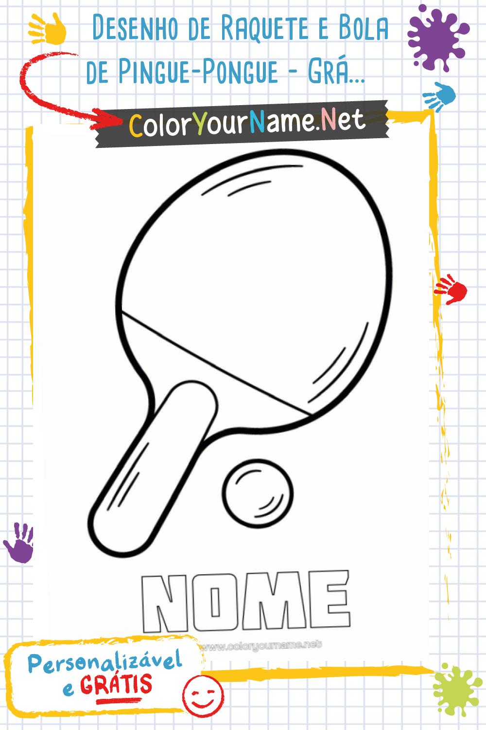 Desenho de Raquete e Bola de Pingue-Pongue - Grátis e Personalizável