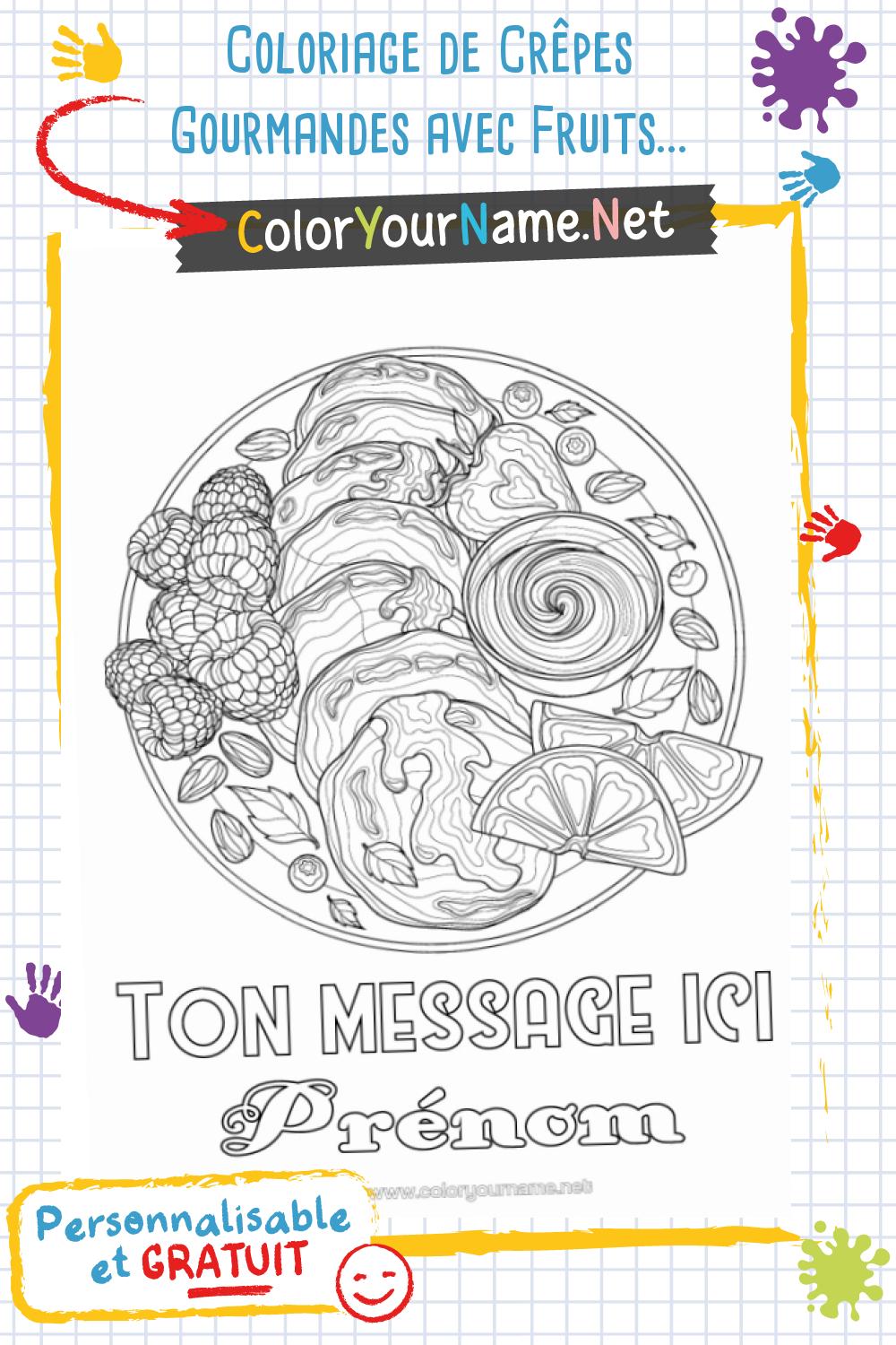 Coloriage de Crêpes Gourmandes avec Fruits et Miel - Gratuit et ...